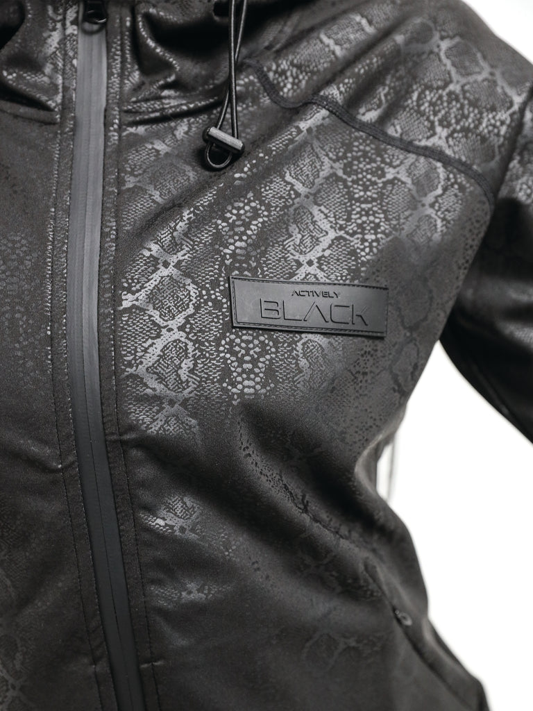 Women's Black Python Zipper Hoodie – Actively Black Athleisure Wear