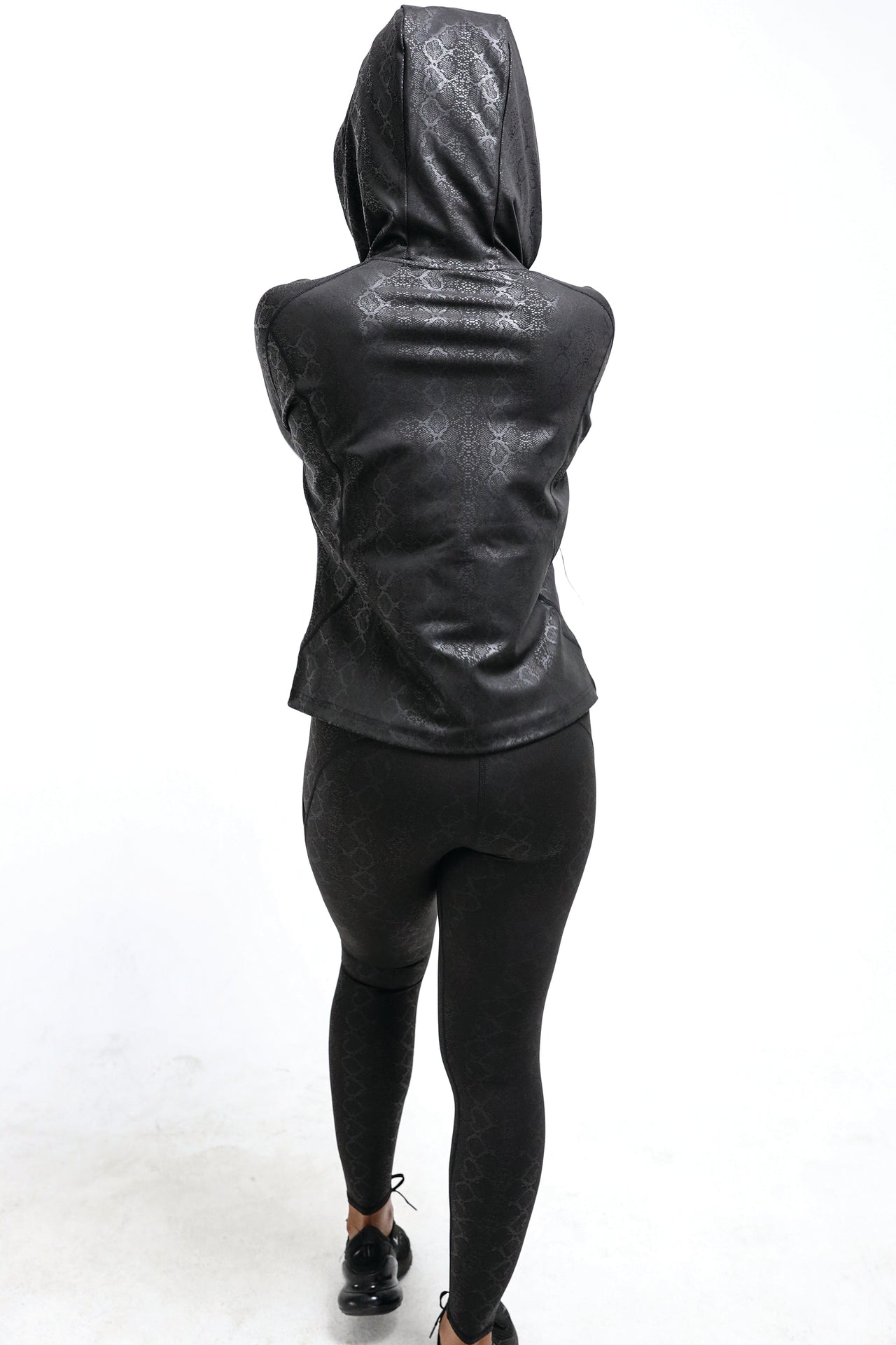 Women's Black Python Zipper Hoodie – Actively Black Athleisure Wear